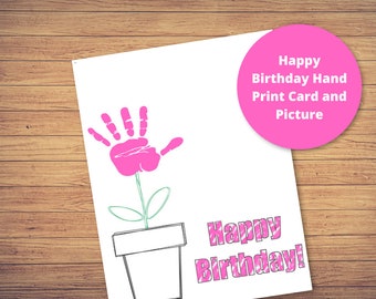 Happy Birthday | Handprint or Footprint Printable Card | Birthday Gift ...