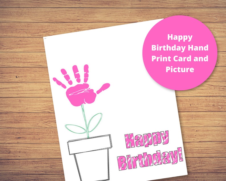 Happy Birthday | Handmade Handprint Printable Card | Birthday Gift for ...