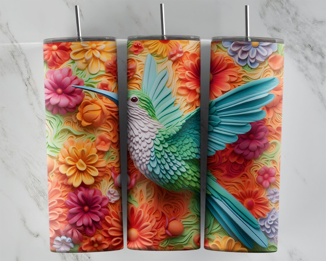 3D Hummingbird Floral Design, Ready to Press Transfer, NOT A DIGITAL ...