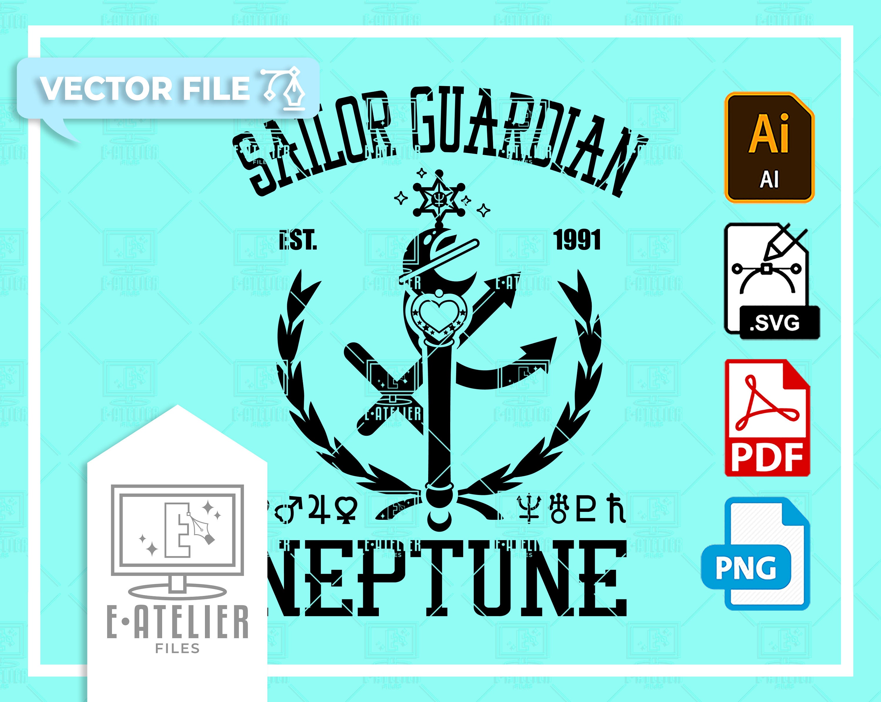Sailor Neptune SVG Vector File Sailor Moon Sailor Senshi - Etsy Portugal