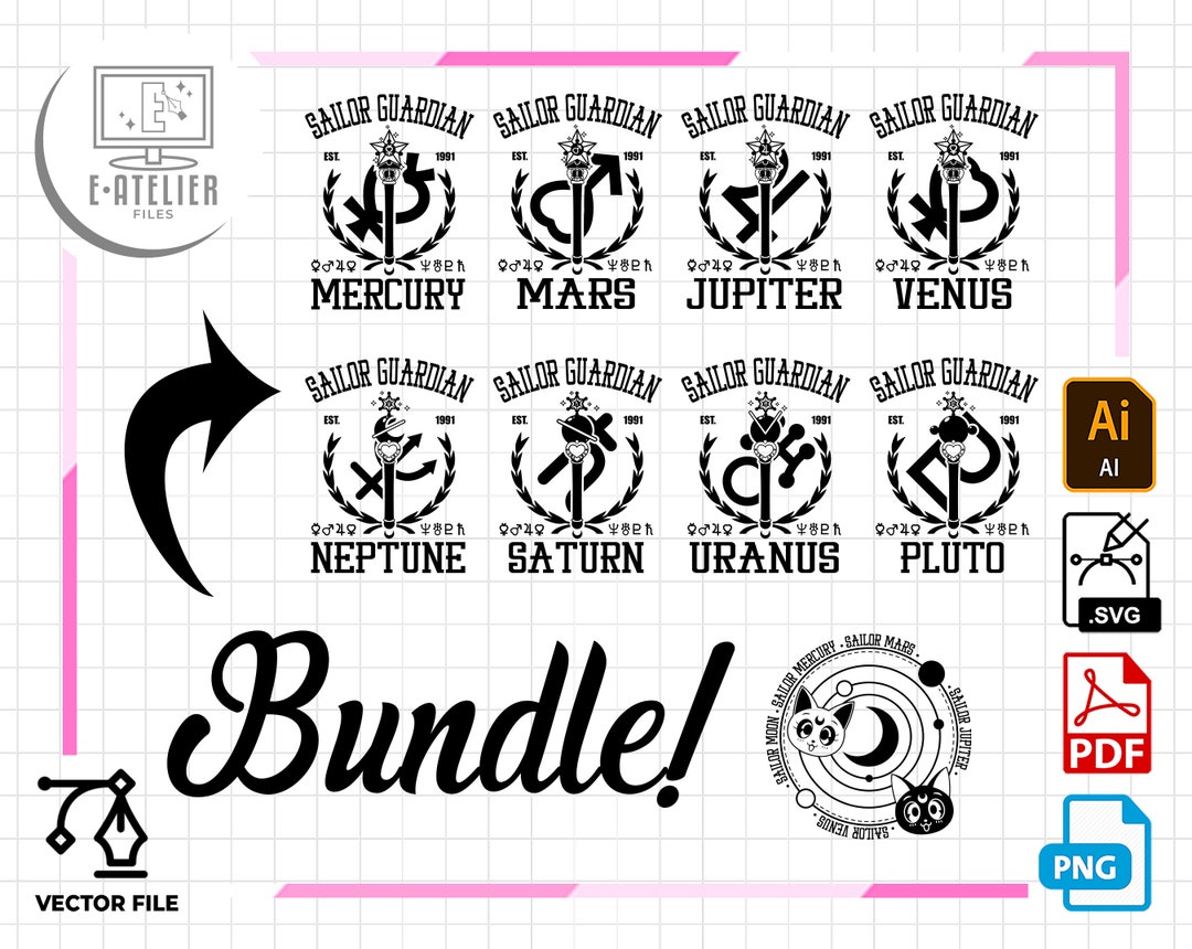Anime Guardians BUNDLE SVG Vector File, Decal, Girl Power, Anime ...