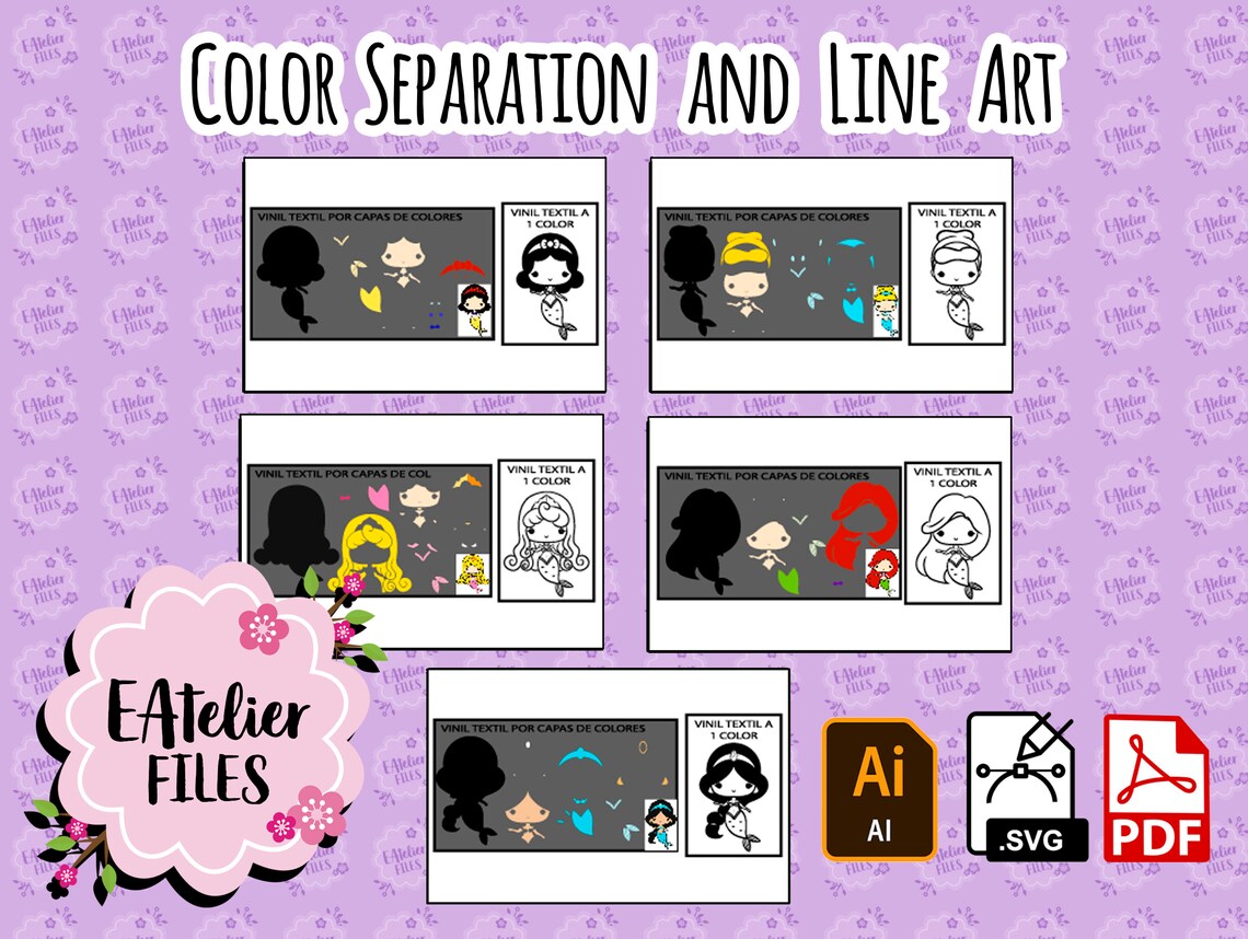 Mermaid Princess Cut File Disney Princess Mermaids for | Etsy