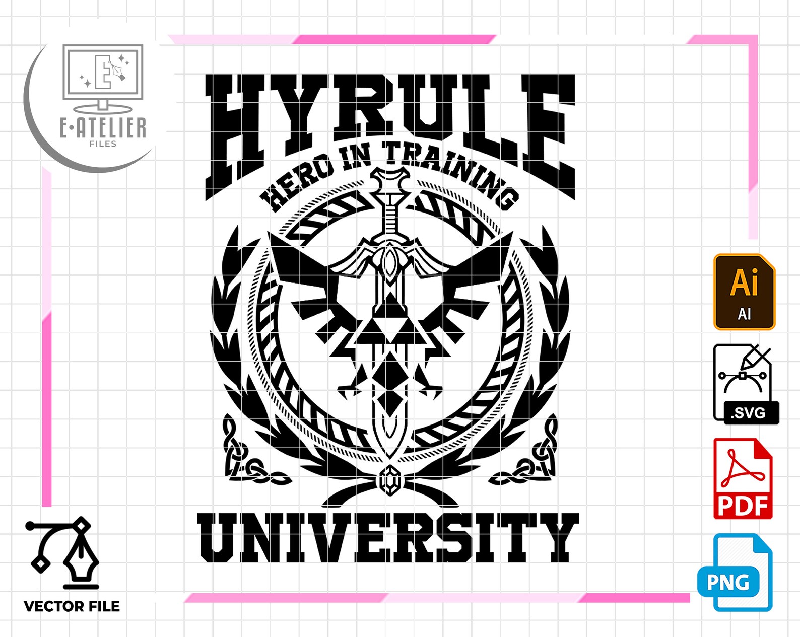 Hyrule University Legend of Zelda Link SVG Vector File, PDF, Cameo ...