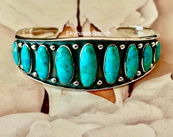 Genuine Turquoise Bracelet Genuine Turquoise & Sterling Silver Cuff ...