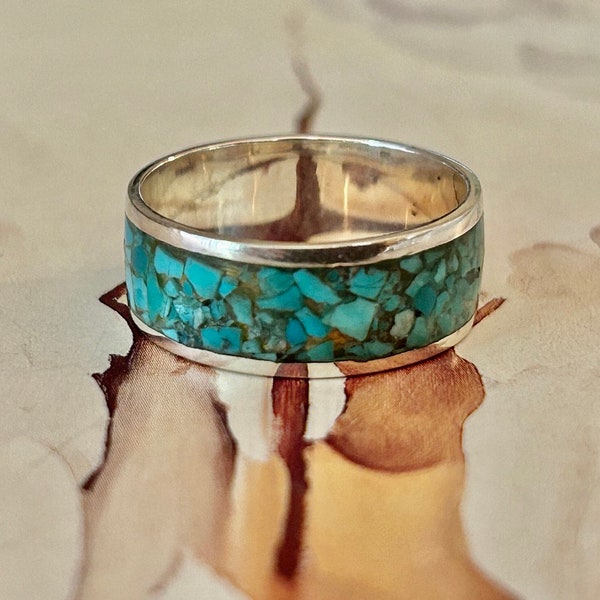 Silver Turquoise Men Wedding Rings - Etsy