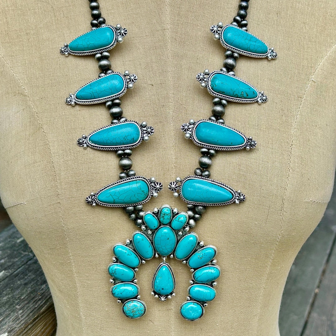 Squash Blossom Turquoise Necklace - Etsy