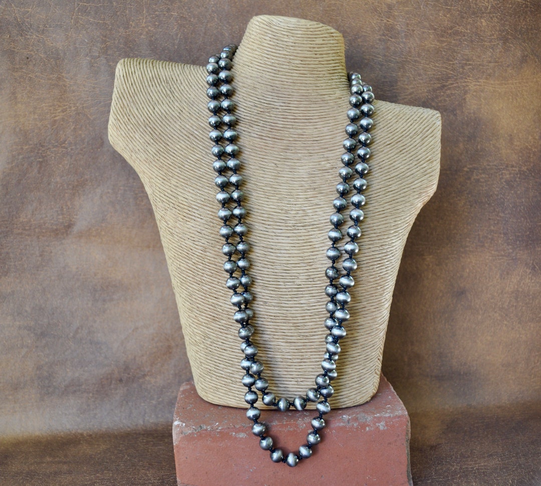 Western Pearl Necklace 58' Hand Knotted Western Pearls Necklace Beaded ...