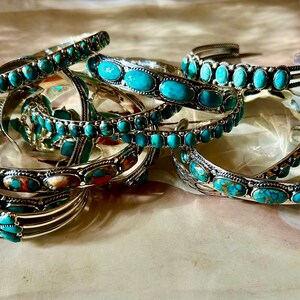 Genuine Turquoise Copper Matrix Bangle Bracelet Sterling Silver ...