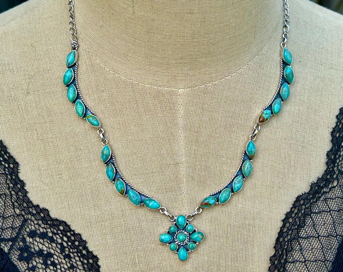 Natural Turquoise Necklace Turquoise Wedding Necklace Handmade Necklace ...