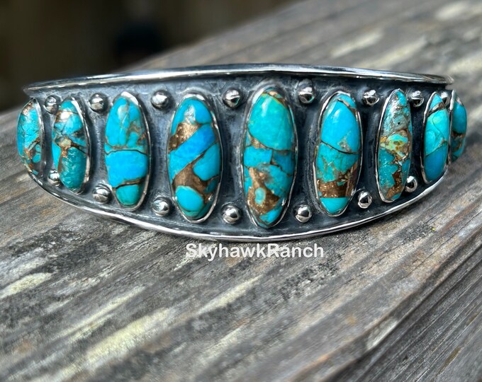 Genuine Turquoise Bracelet With Copper Matrix 925 Sterling Turquoise ...
