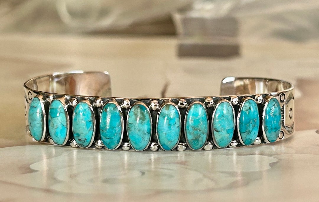 Genuine Turquoise Bracelet Cuff 925 Silver Turquoise Braclet - Etsy