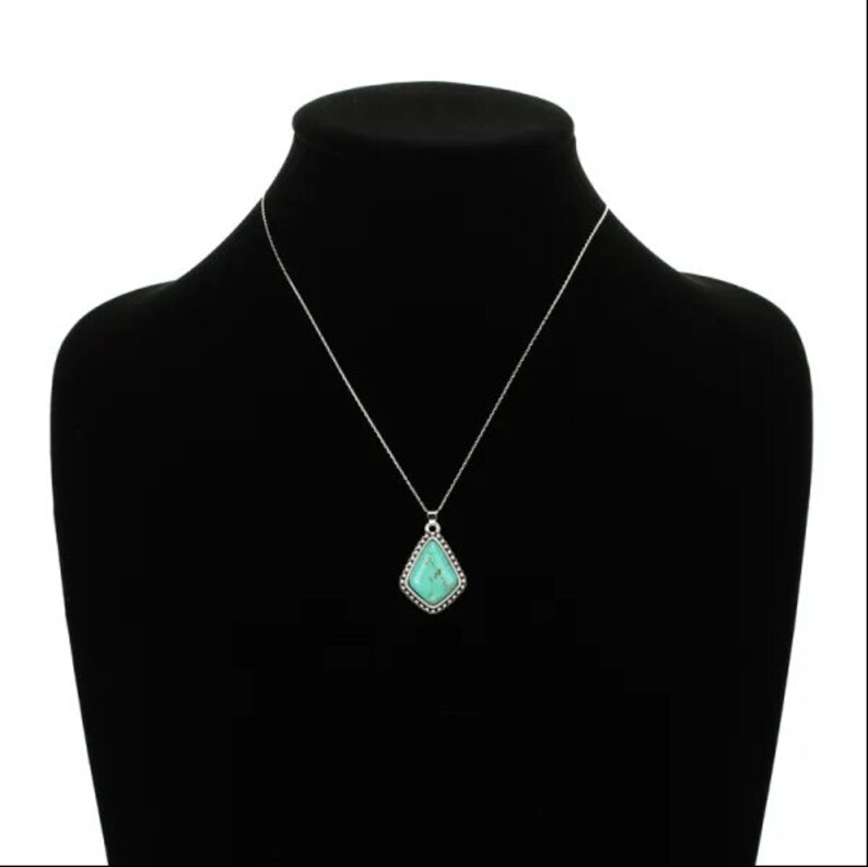 Turquoise Necklace With STERLING SILVER Chain Turquoise - Etsy