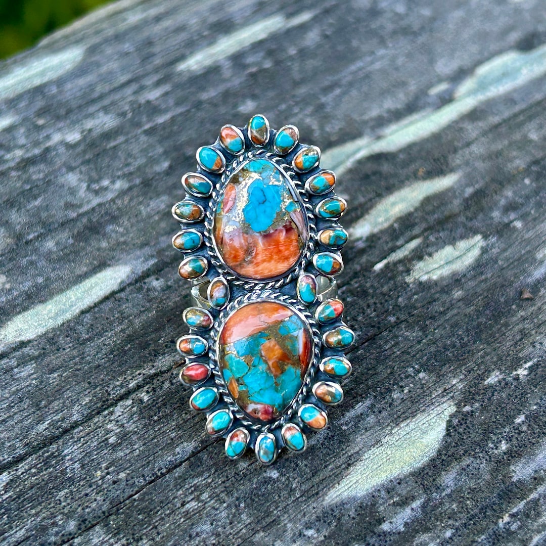 Turquoise Spiny Oyster Ring Gorgeous Spiny Oyster Sterling Silver ...