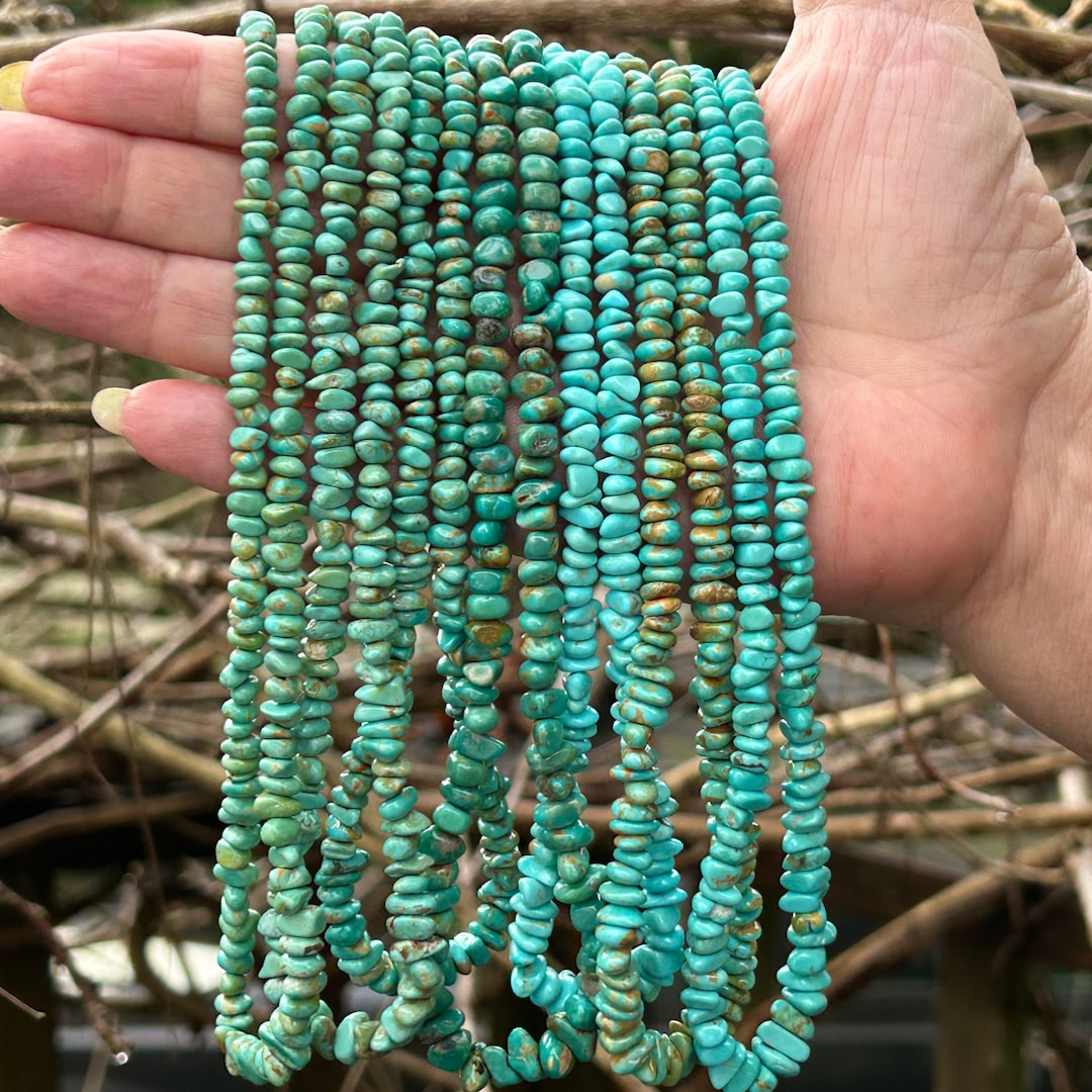 Authentic Kingman Turquoise Beaded Necklace Sterling Native Made ...
