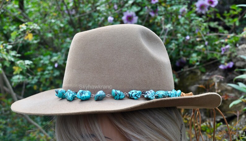 Turquoise Nugget and Suede Hat Band Cowboy Cowgirl Hat Band - Etsy
