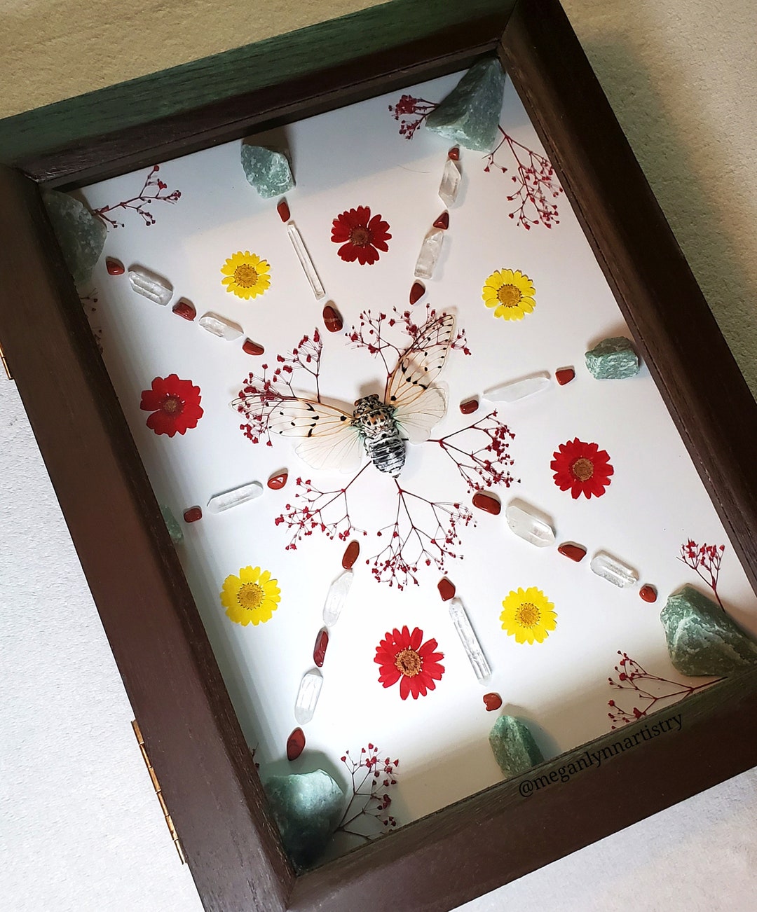 Weiße Geister Cicada, Cicada Shadow Box, Crystal Grid Wall Art, Cicada ...