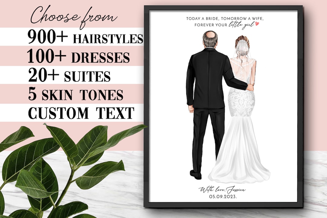 Custom Father of the Bride Print, Custom Bride and Dad Portrait ...