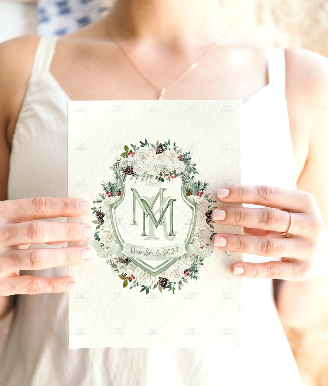 Custom Watercolor Winter Wedding Crest, Wedding Monogram - Etsy