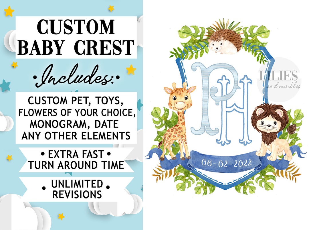 Custom Baby Crest Custom Watercolor Crest Baby Nursery Art Nursery ...