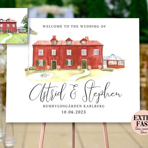 Watercolor Wedding Venue Welcome Sign, Custom Venue Illustration - Etsy