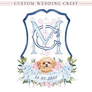 Custom Watercolor Wedding Crest, Floral Wedding Stationery, Monogram - Etsy