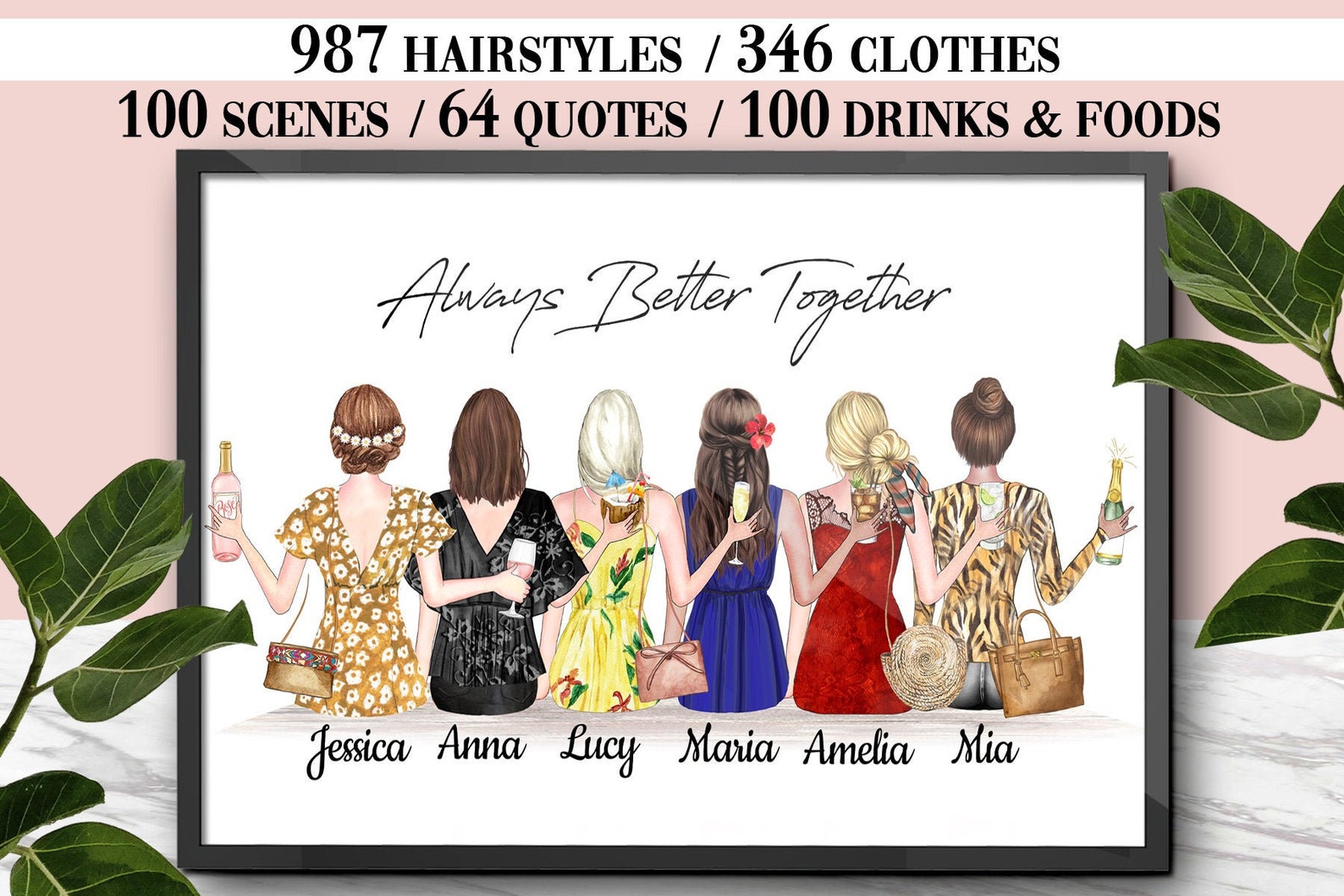 Custom Best Friends Print Personalized Friendship Print Custom Best ...