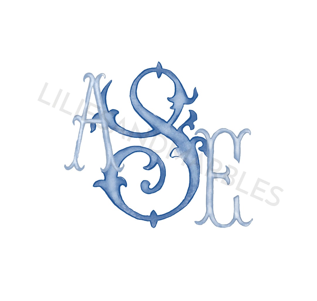 Custom Wedding Monogram Logo, Wedding Monogram, Watercolor Monogram ...