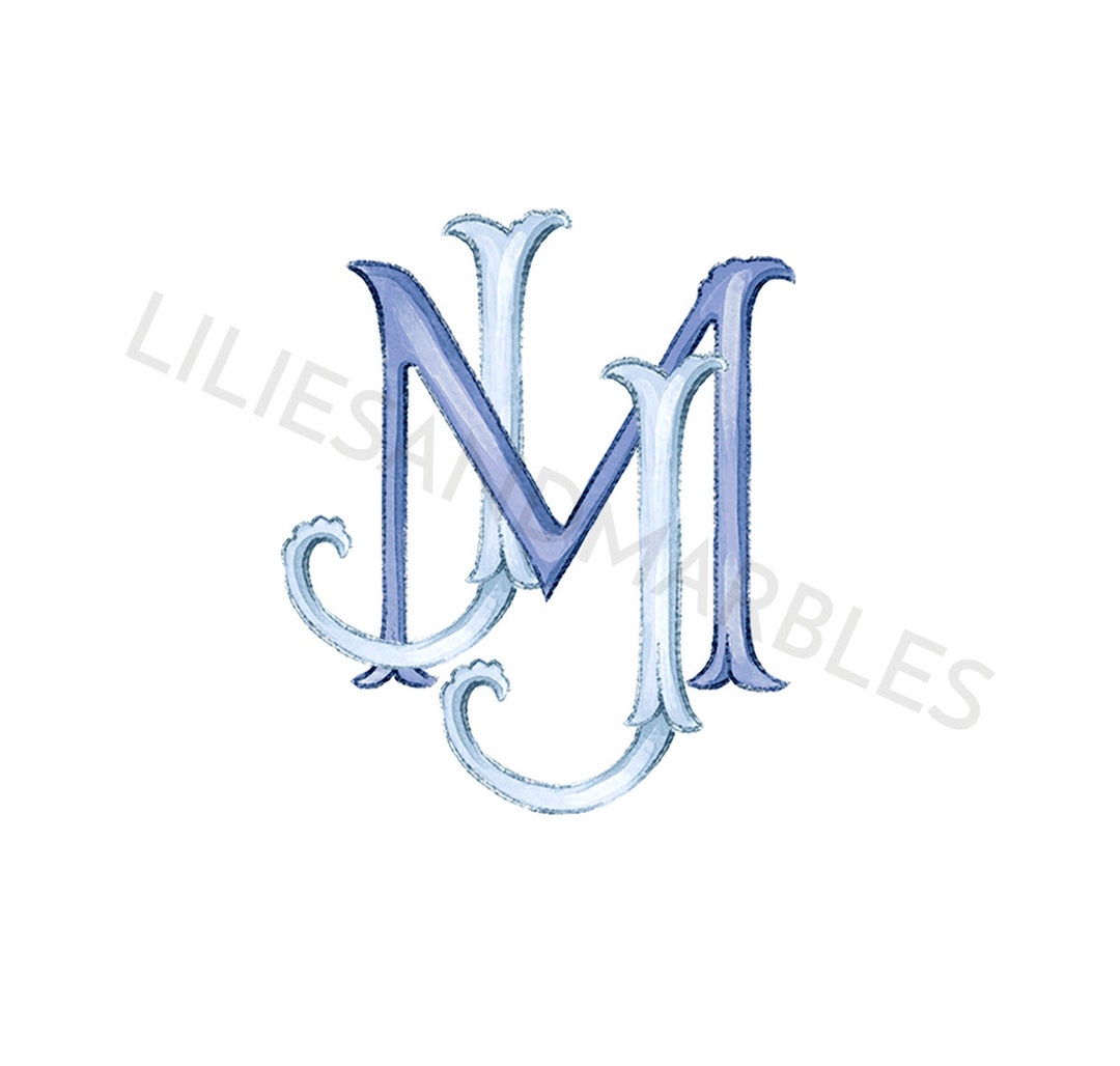 Custom Wedding Monogram Logo, Wedding Monogram, Watercolor Monogram ...