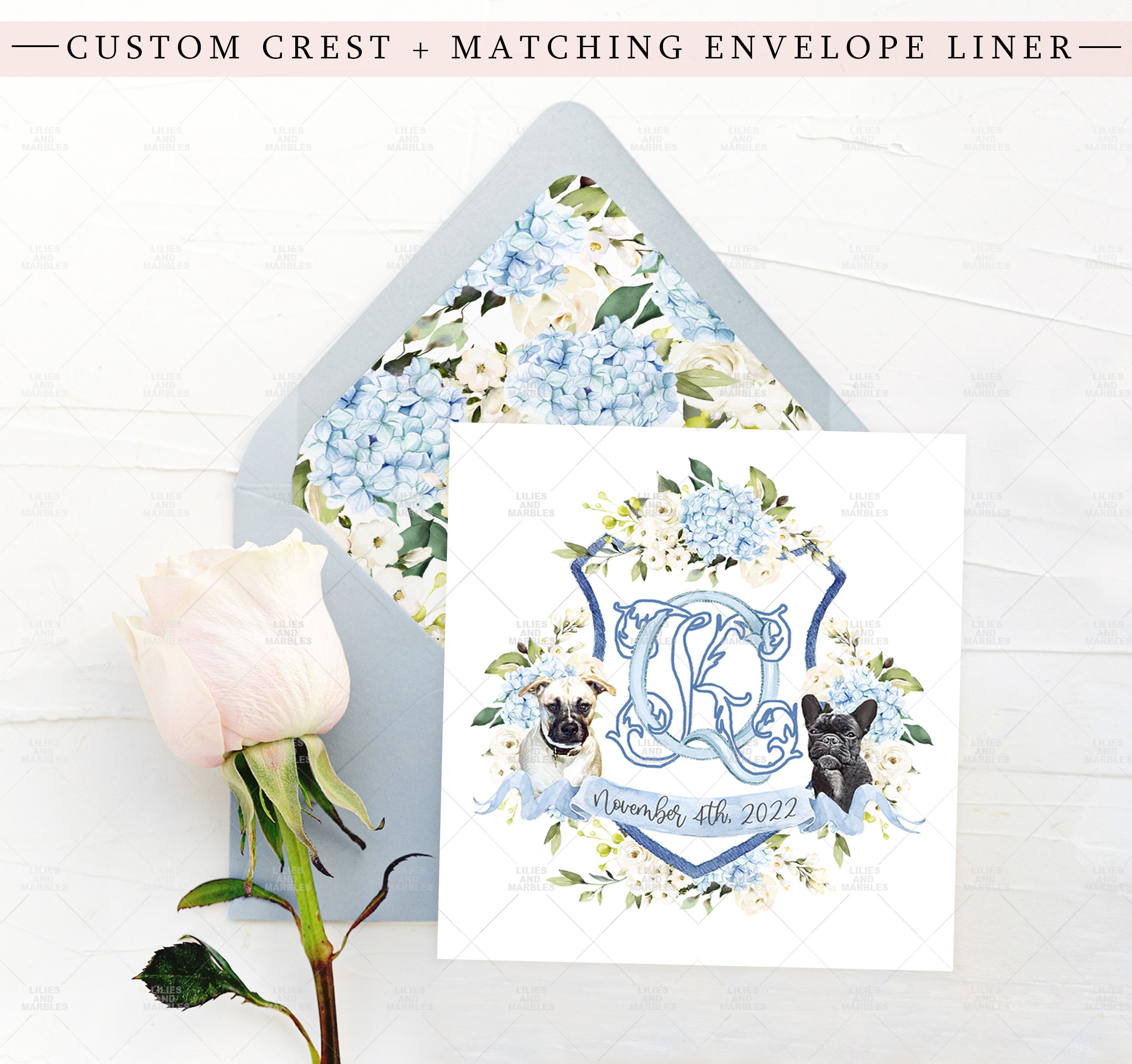 Custom Watercolor Wedding Crest, Christmas Theme, Wedding Monogram - Etsy