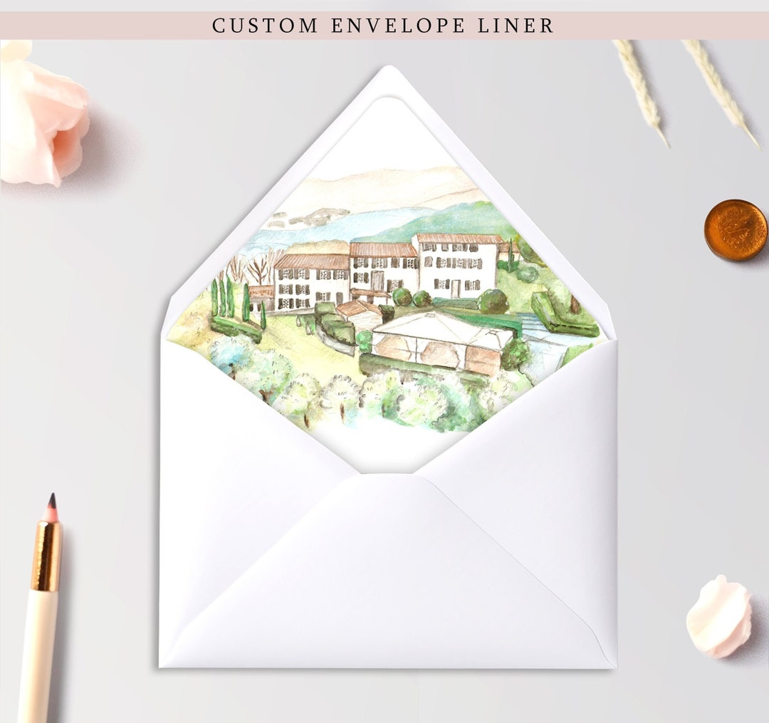 Custom Wedding Venue Envelope Liner, Watercolor Design - Etsy
