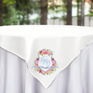 Custom Wedding Crest | Watercolor Crest Sweetheart Tablecloth | Dessert ...