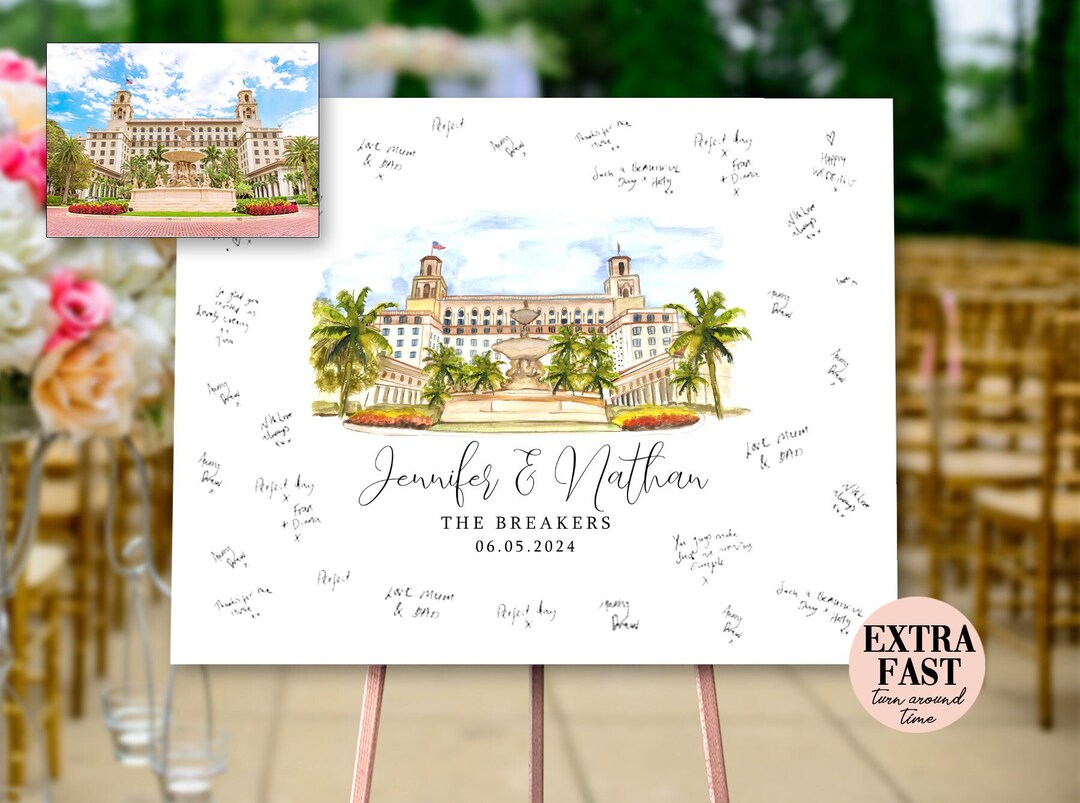 Custom Watercolor Wedding Venue Painting, Wedding Venue Guestbook ...