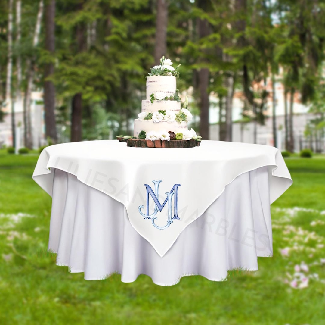 Custom Wedding Monogram | Watercolor Crest Sweetheart Tablecloth ...