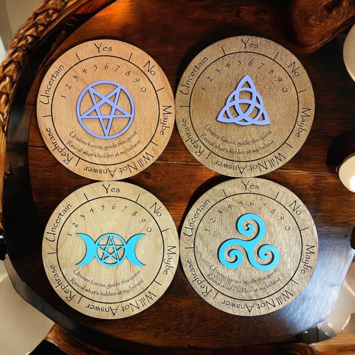 Wooden Pendulum Board With Sacred Symbols, Divination Tools for ...