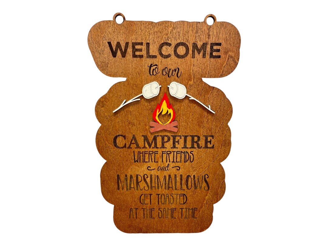 Welcome to Our Campfire Sign Rustic Outdoor Camping Decor Friends ...