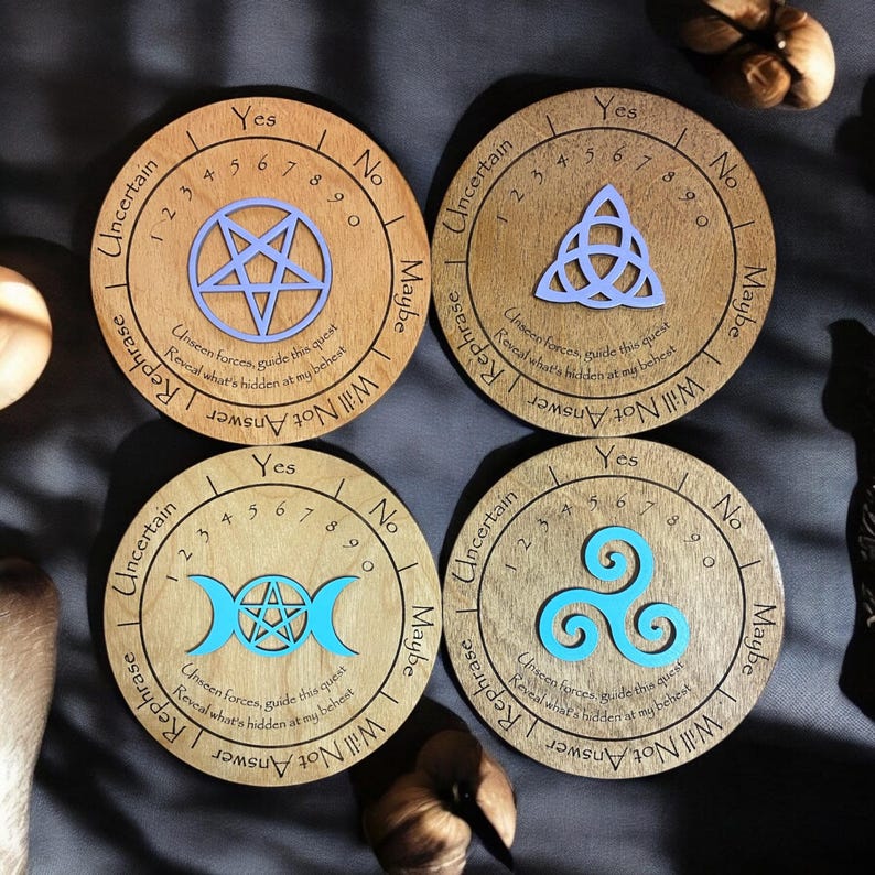 Wooden Pendulum Board With Sacred Symbols, Divination Tools for ...