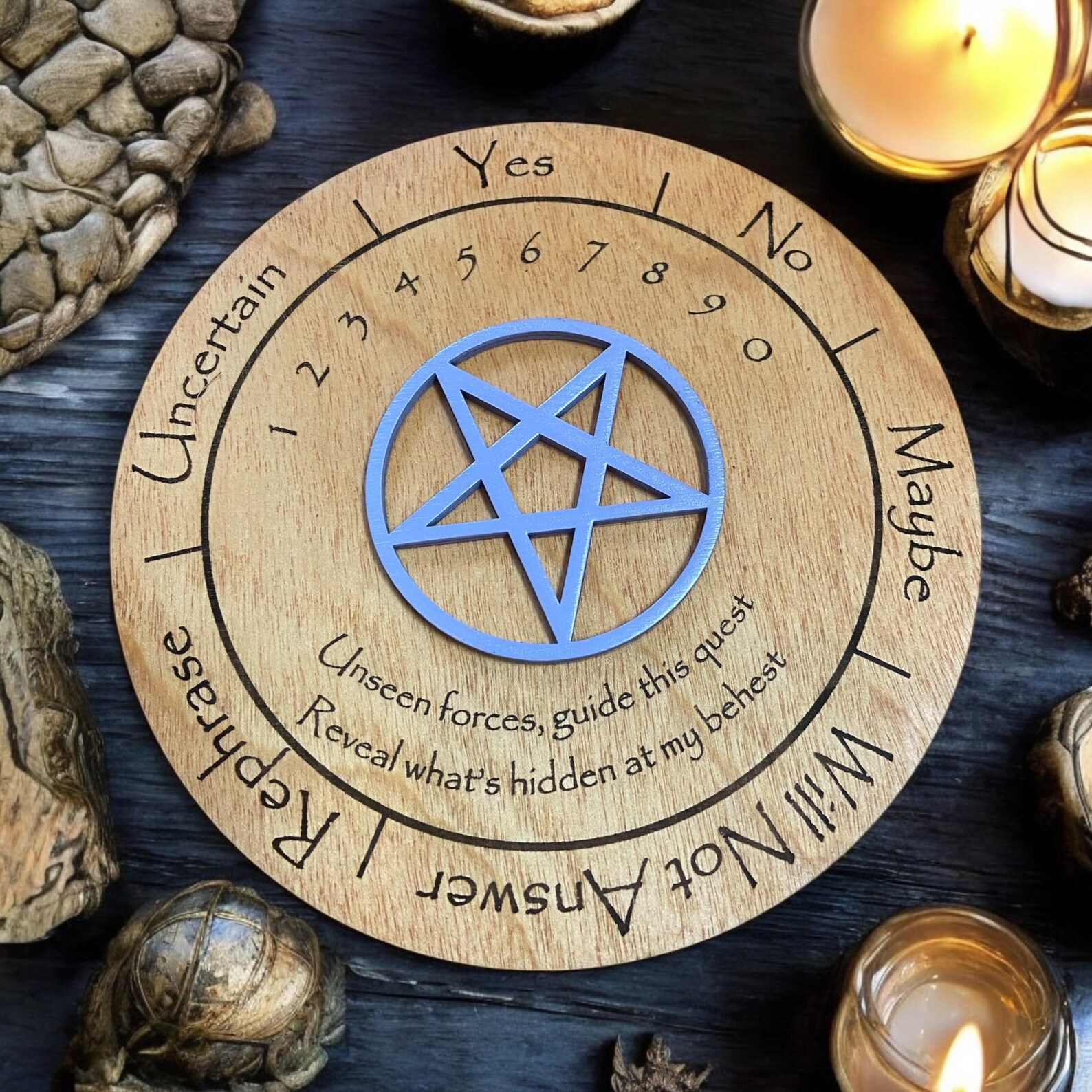 Wooden Pendulum Board With Sacred Symbols, Divination Tools for ...