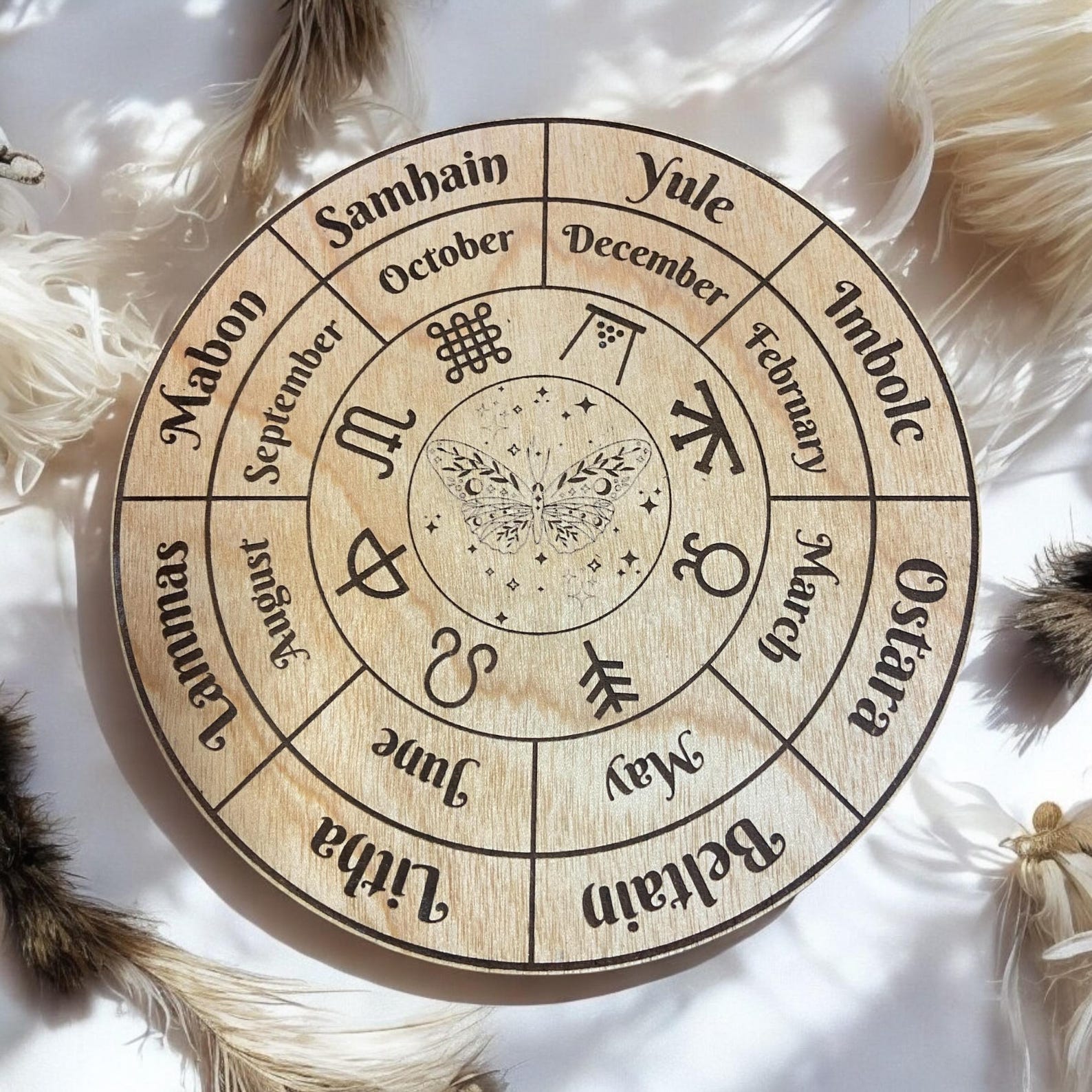 Wooden Wheel of the Year | Wiccan & Pagan Calendar for Rituals, Decor ...