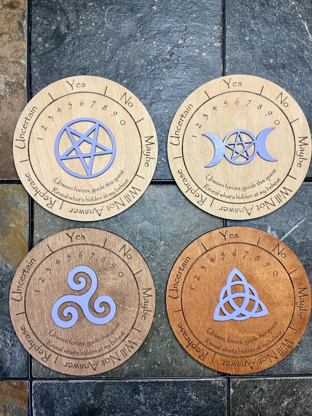 Laser Engraved Wooden Pendulum Board With Symbol and Stain Options ...