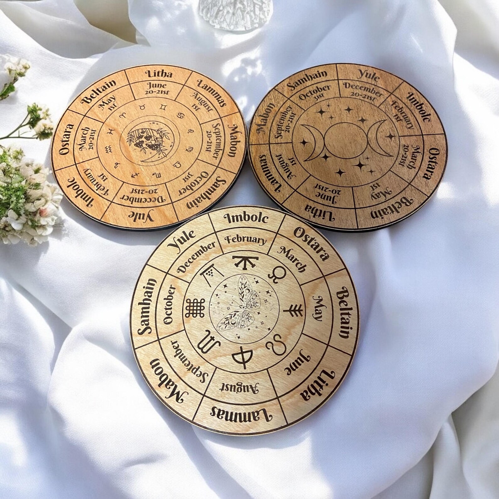 Wooden Wheel of the Year | Wiccan & Pagan Calendar for Rituals, Decor ...