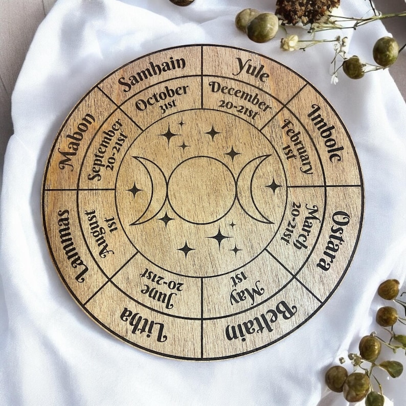Wooden Wheel of the Year | Wiccan & Pagan Calendar for Rituals, Decor ...