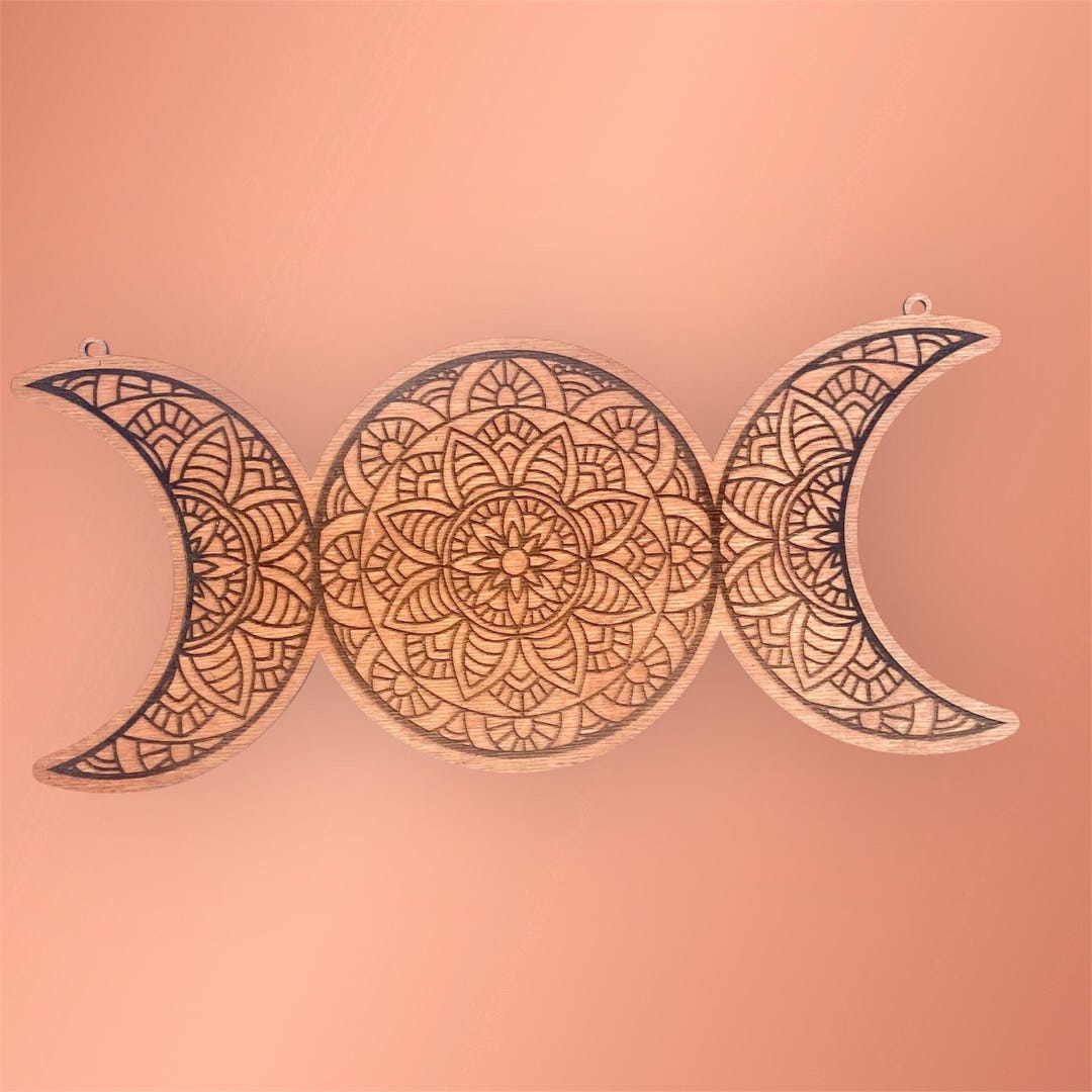 Laser-cut Triple Moon Wall Hanging With Mandala Design, Boho Witch ...