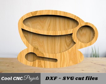 Cup Stand Svg, Food Snack Tray, Cnc Files, Cnc File for Wood, SVG, DXF ...
