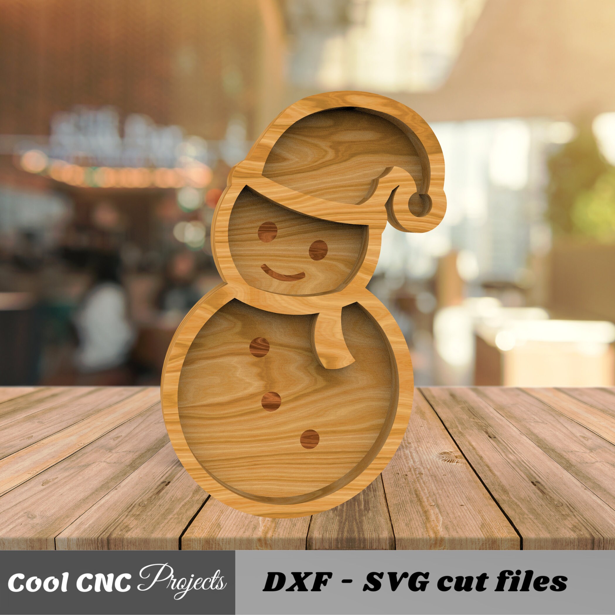 Snowman Serving Tray CNC Files, Christmas Wood Project (svg, Dxf, Pdf ...