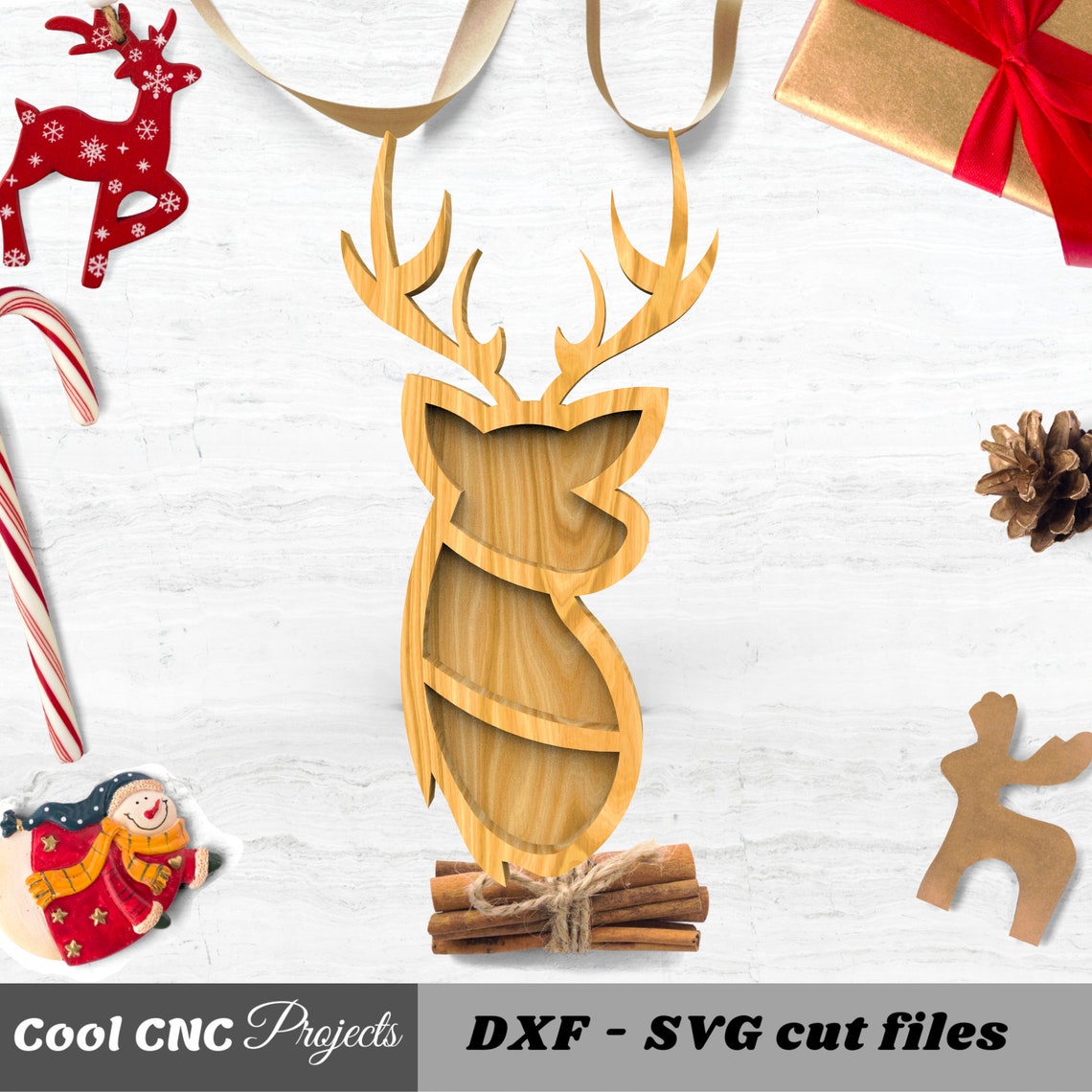 CNC File for Wood Reindeer Serving Plate CNC Router File dwg - Etsy
