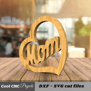 Mom Sign in Heart Mother's Day CNC Files for Wood CNC File CNC Router ...