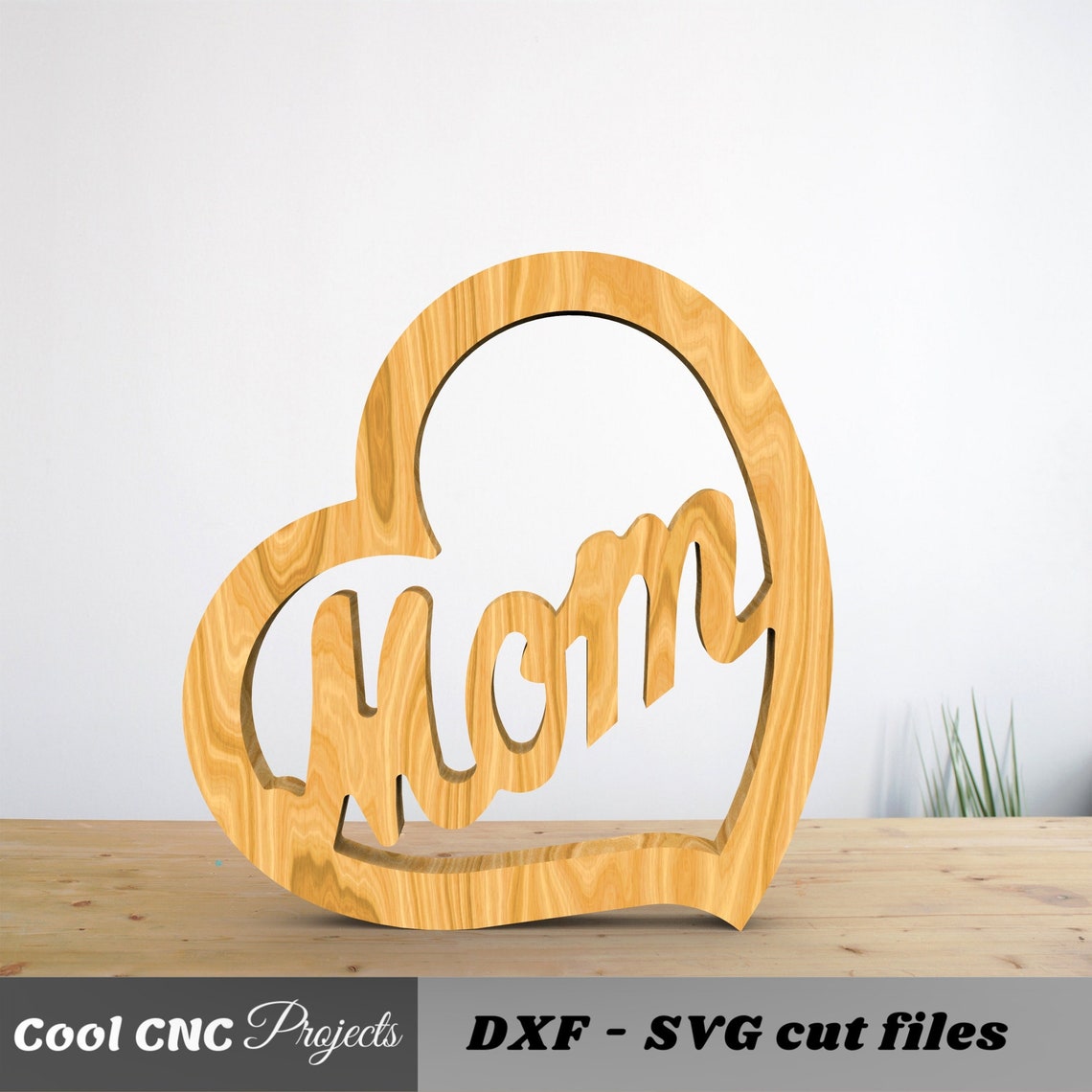 Mom Sign in Heart Mother's Day CNC Files for Wood CNC File - Etsy