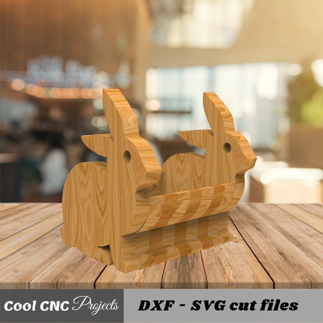 Easter Bunny CNC File for Wood CNC Router File Egg Basket (dwg Cdr Dxf ...
