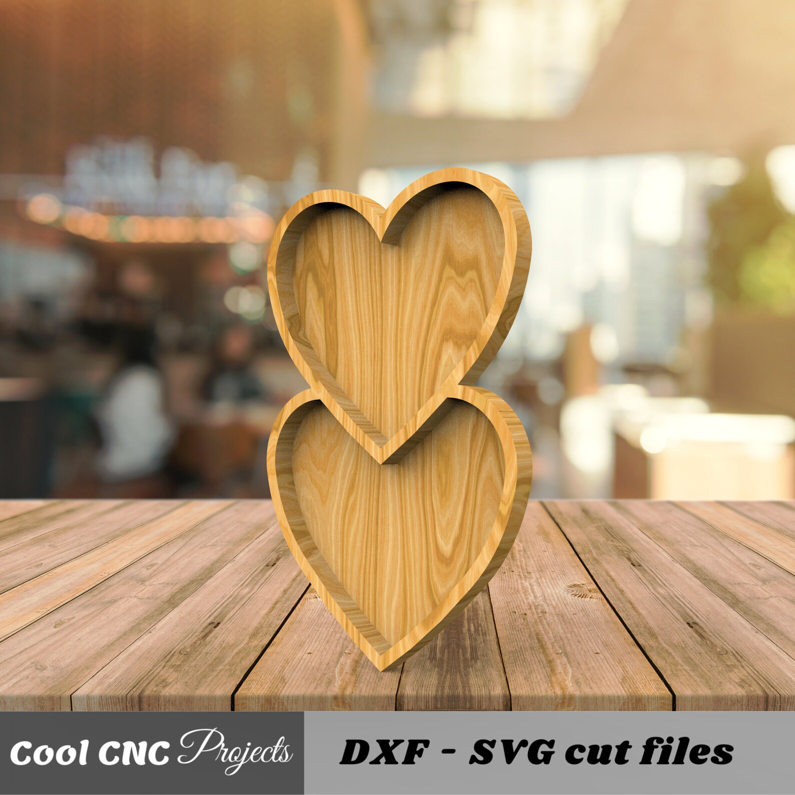 2 Hearts Valentines Gift CNC Files for Wood CNC File CNC - Etsy
