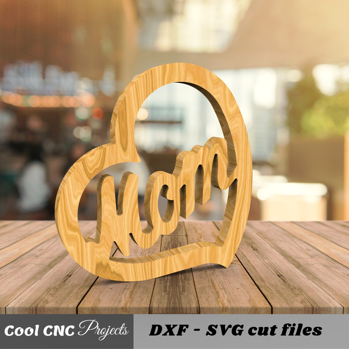 Mom Sign in Heart Mother's Day CNC Files for Wood CNC File - Etsy